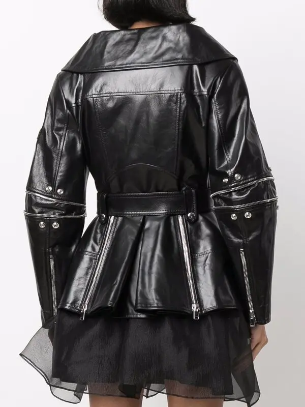 Alexander McQueen Belted-waist Biker Jacket