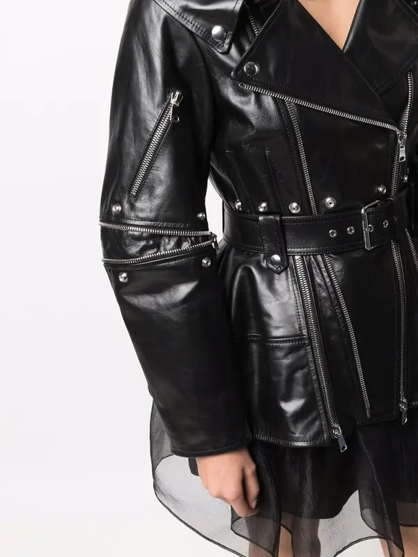Alexander McQueen Belted-waist Biker Jacket