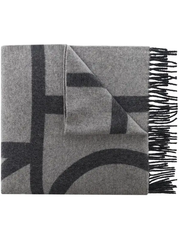 TOTEME Large Monogram Scarf - Grey