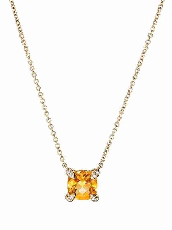 David Yurman 18kt Yellow Châtelaine Citrine And Diamond Pendant Necklace - Gold