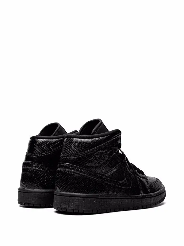 JORDAN Air 1 Mid Snakeskin Sneakers - Black