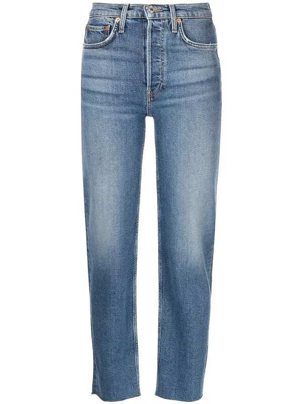 RE/DONE Stobe Pipe High-rise Straight Jeans - Blue