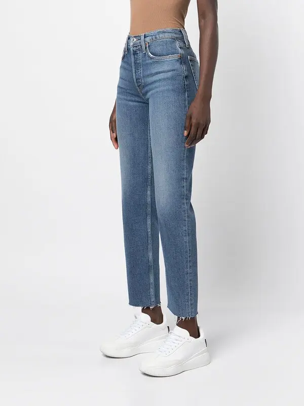 RE/DONE Stobe Pipe High-rise Straight Jeans - Blue