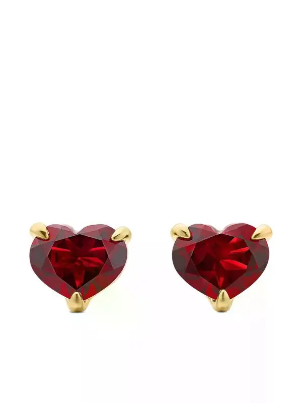 David Yurman 18kt Yellow Chatelaine Heart Garnet Stud Earrings - Gold