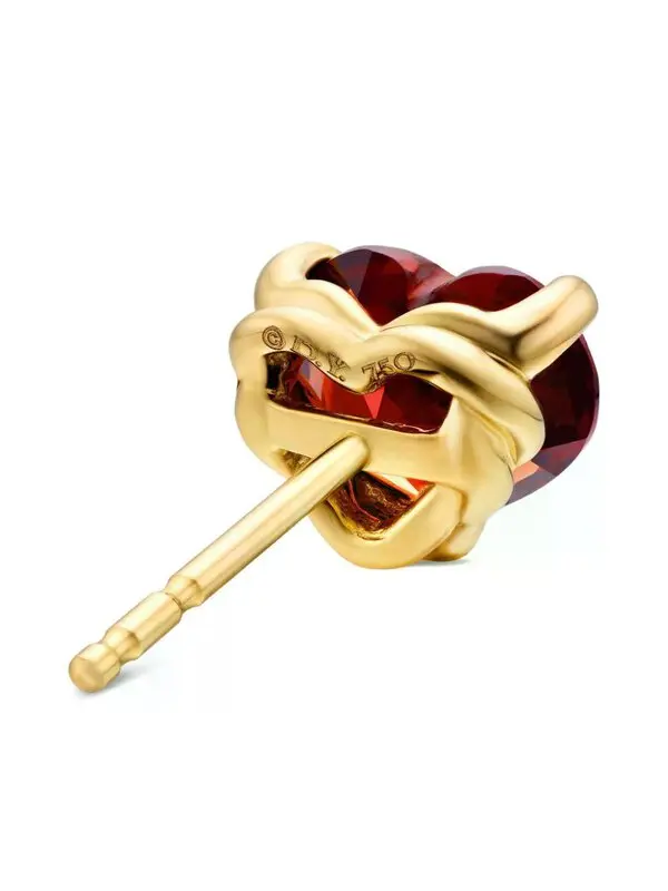 David Yurman 18kt Yellow Chatelaine Heart Garnet Stud Earrings - Gold
