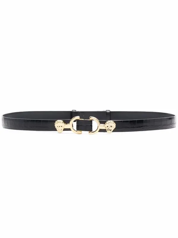Maje Lion-buckle Leather Belt - Black