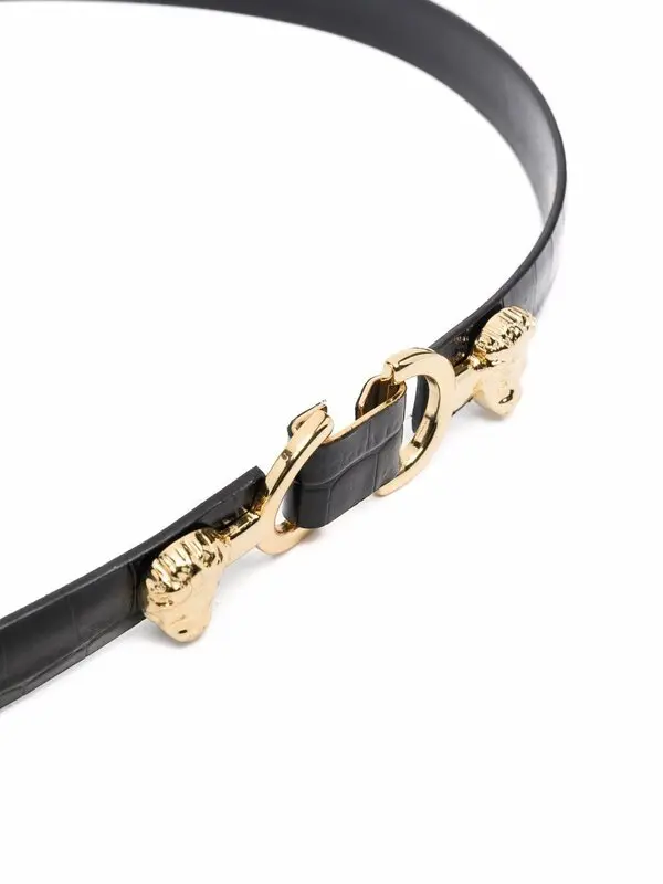 Maje Lion-buckle Leather Belt - Black