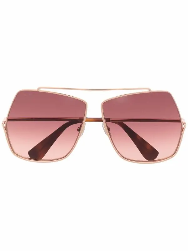 Max Mara Oversized Geometric-frame Pilot Sunglasses - Gold