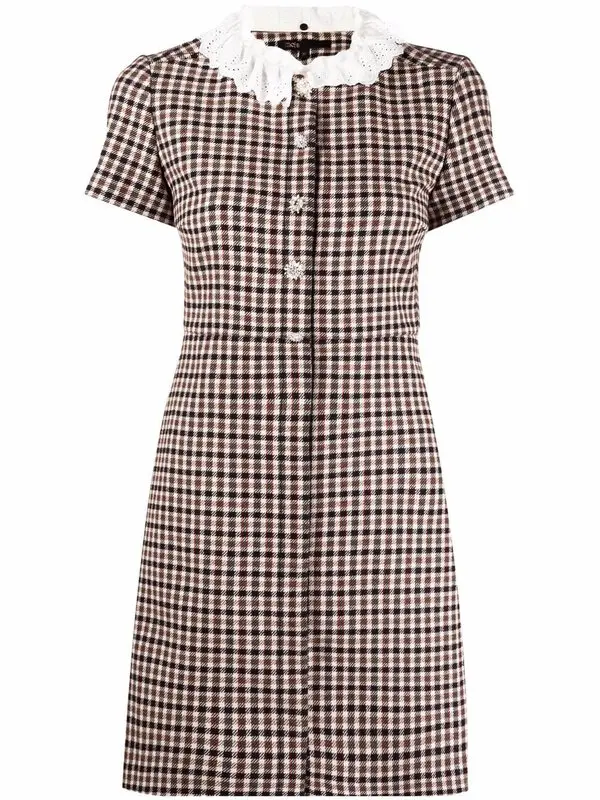 Maje Check Pattern Shift Dress