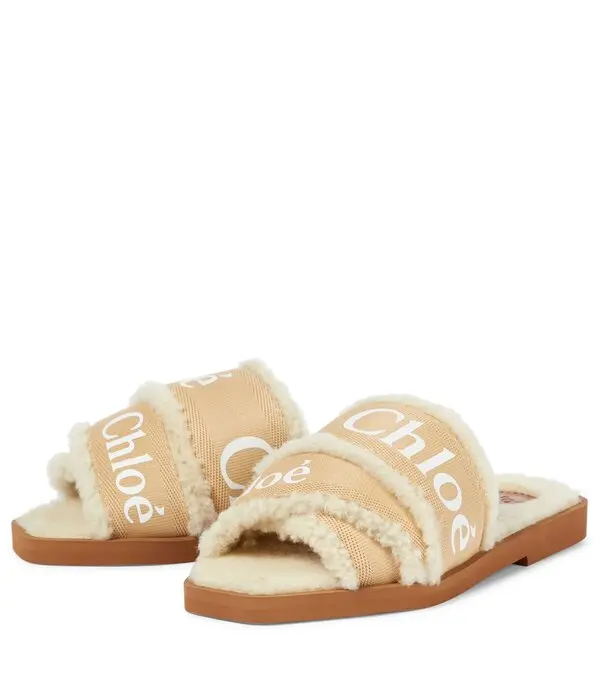 Chloé Woody Shearling-lined Slides