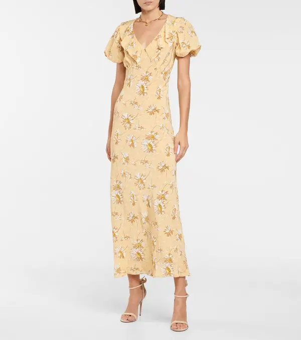 rodarte floral ruffled silk maxi dress Rodarte Floral Ruffled Silk Maxi Dress In Yellow - 42% Off