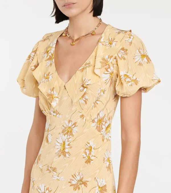 rodarte floral ruffled silk maxi dress Rodarte