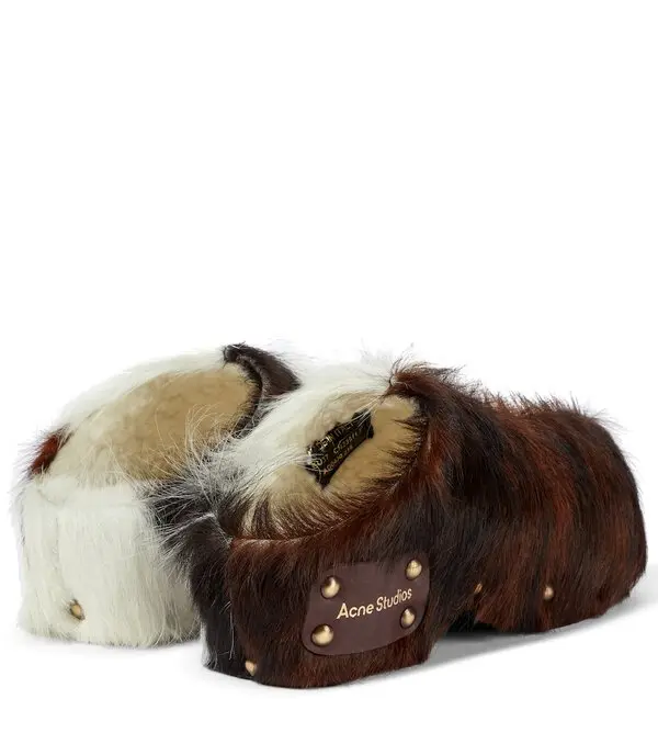 Acne Studios Calf Hair Clogs - Brown | Editorialist