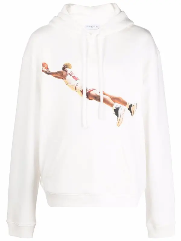 IH NOM UH NIT Graphic-print Drawstring Hoodie - White