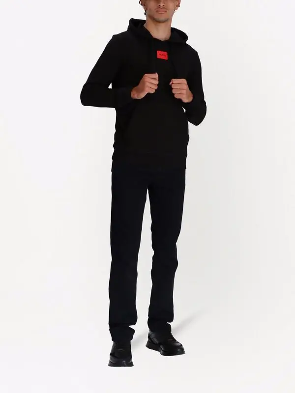 Hugo Terry Cotton Logo Hoodie - Black
