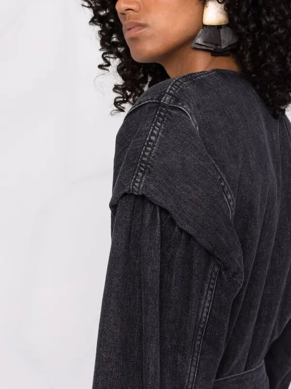 IRO PARIS Gerlin Belted Denim Wrap Dress