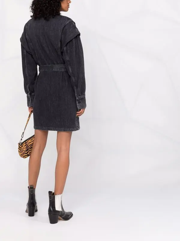 IRO PARIS Gerlin Belted Denim Wrap Dress