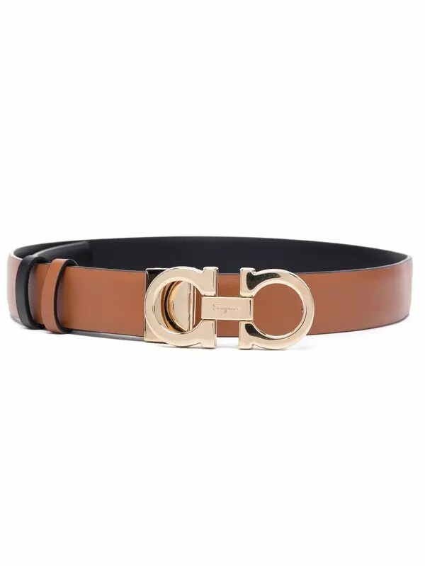 FERRAGAMO Gancini Buckle Reversible Belt - Brown