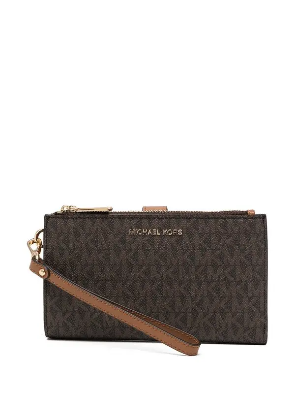 Michael Kors Adele Monogram Wristlet Brown Editorialist