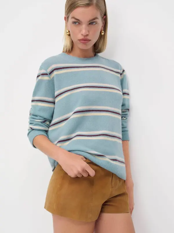 REFORMATION Cashmere Boyfriend Pullover Sweater - Blue
