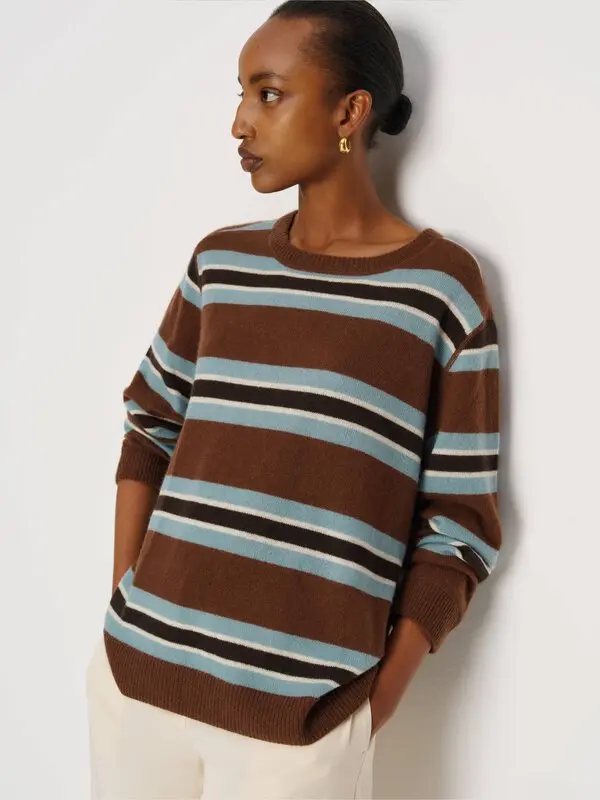 REFORMATION Cashmere Boyfriend Pullover Sweater - Brown