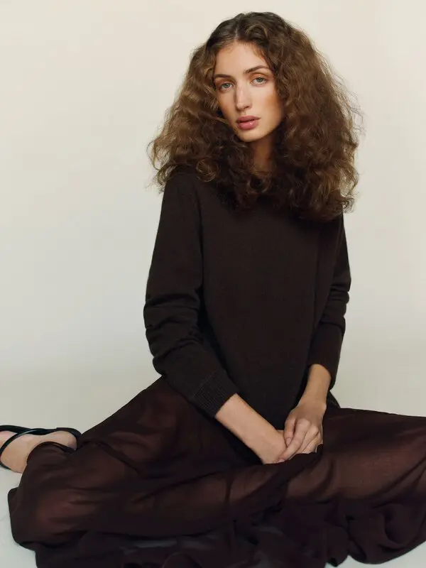 REFORMATION Cashmere Boyfriend Pullover Sweater - Brown