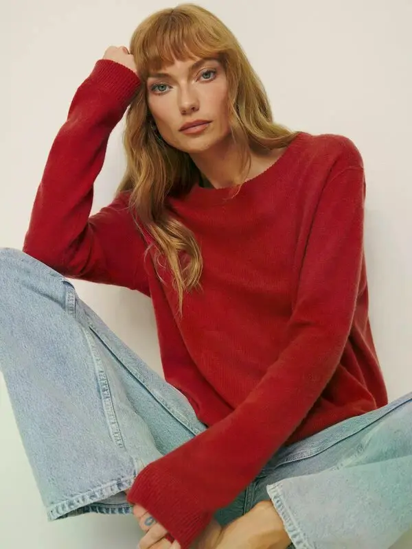 Reformation Cashmere Boyfriend Pullover Sweater Sundried Tomato