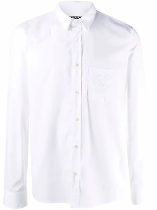 Balmain Embroidered-logo Cotton Shirt