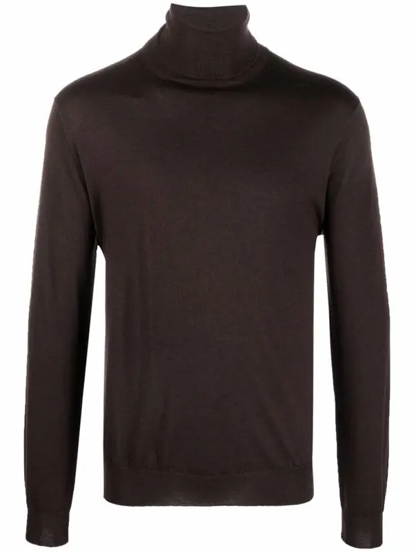 DELL'OGLIO Roll-neck Merino Wool Jumper - Red