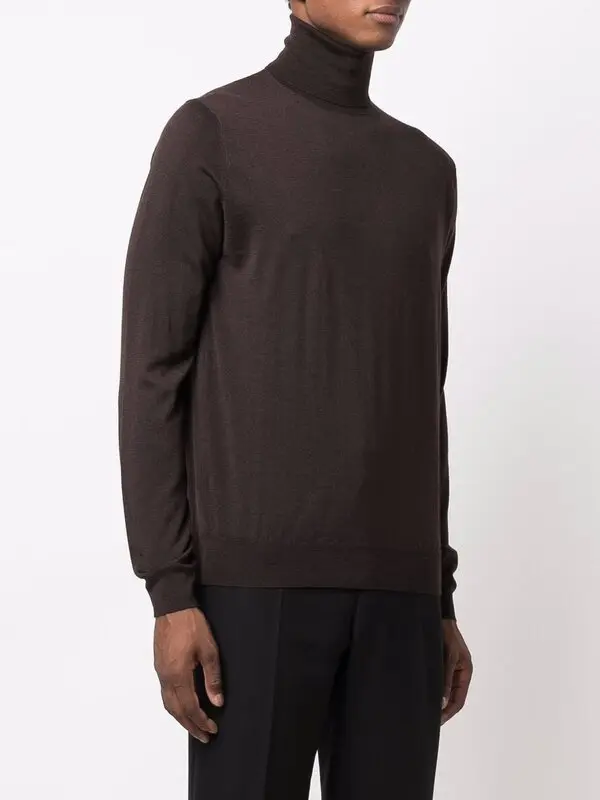 DELL'OGLIO Roll-neck Merino Wool Jumper - Red