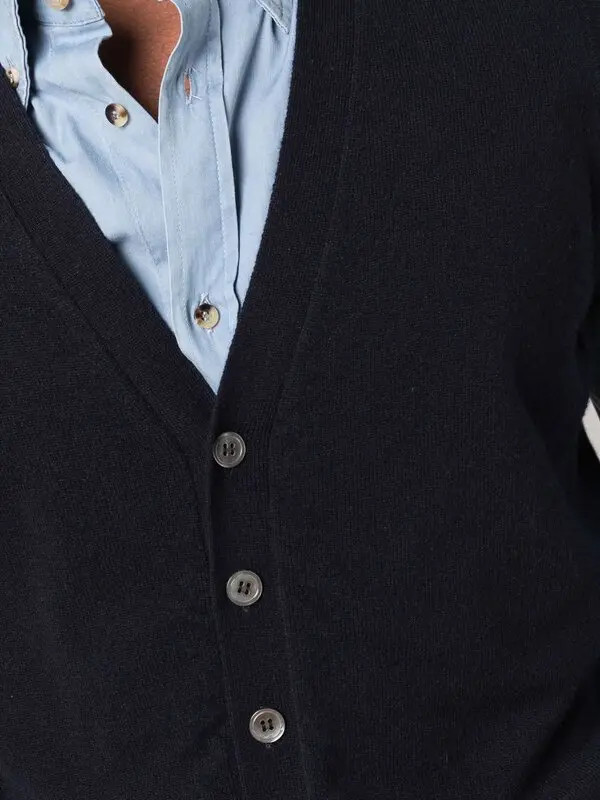 DELL'OGLIO V-neck Cashmere Vest - Blue