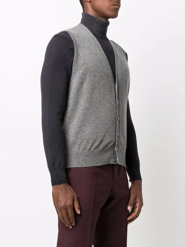 DELL'OGLIO V-neck Cashmere Cardigan - Grey