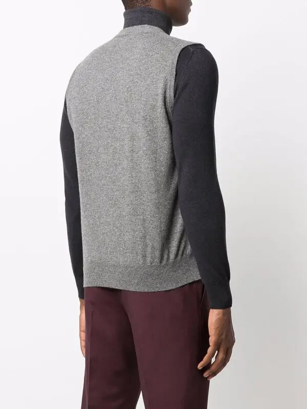 DELL'OGLIO V-neck Cashmere Cardigan - Grey