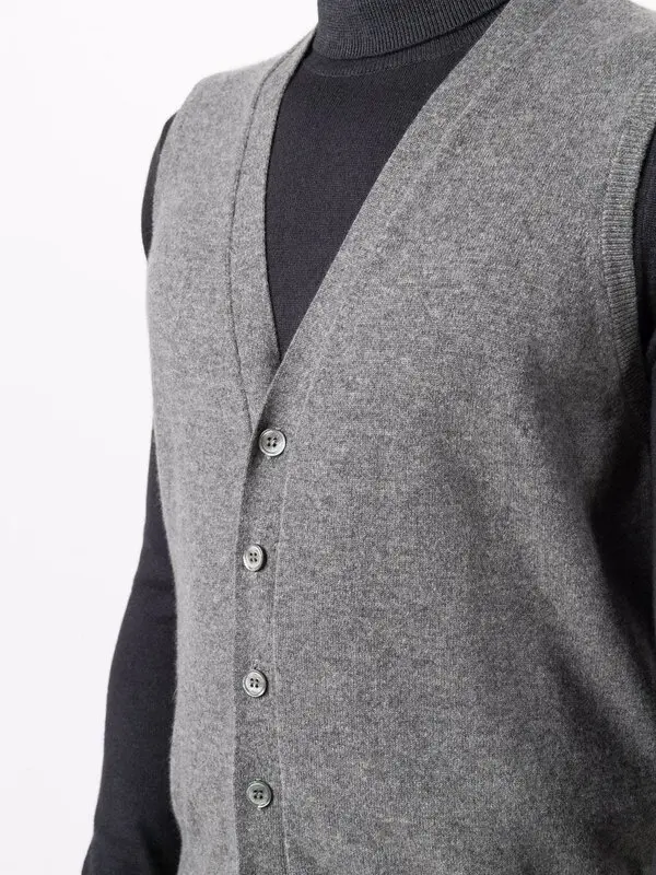 DELL'OGLIO V-neck Cashmere Cardigan - Grey