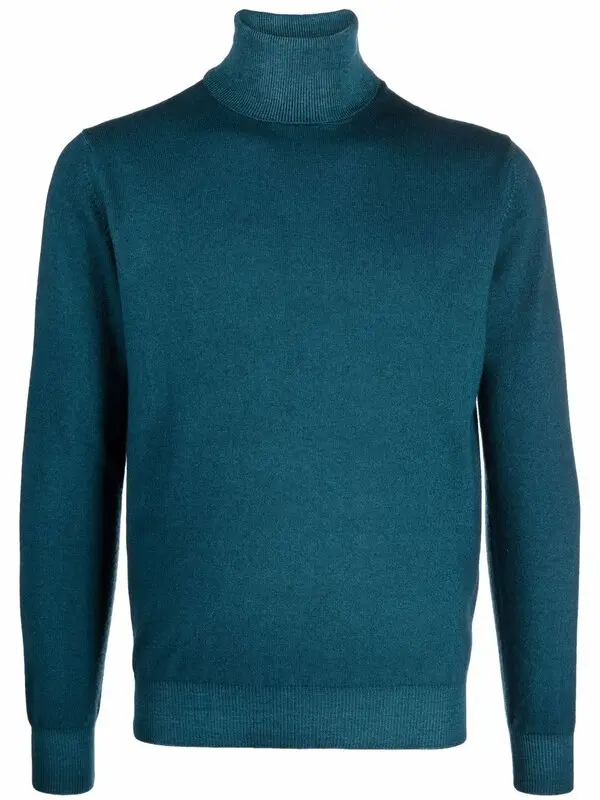 DELL'OGLIO Rib-trimmed Roll-neck Jumper - Blue