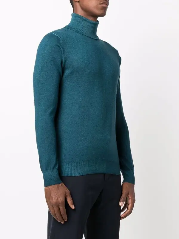 DELL'OGLIO Rib-trimmed Roll-neck Jumper - Blue