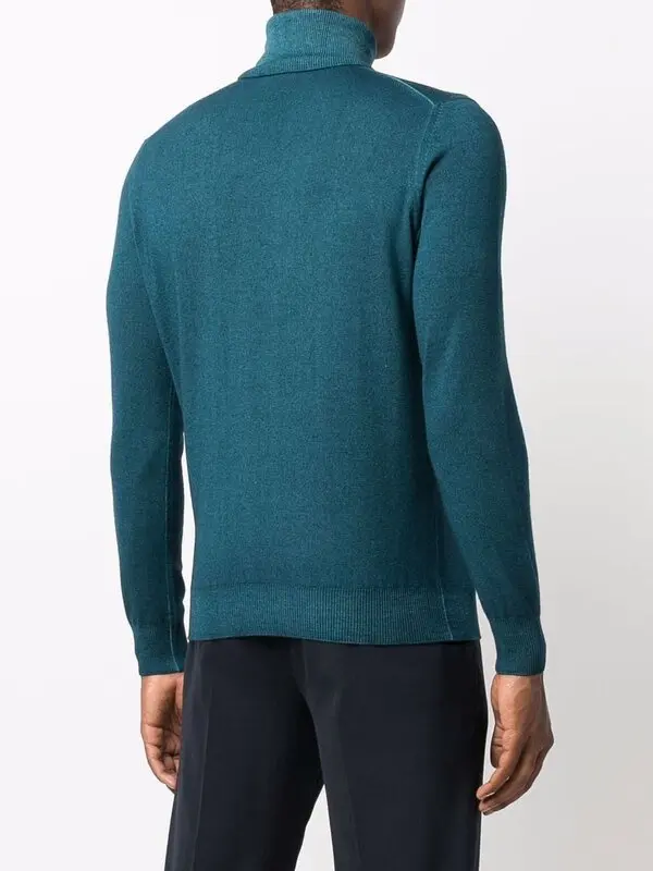 DELL'OGLIO Rib-trimmed Roll-neck Jumper - Blue