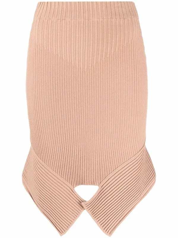 ANDREĀDAMO Ribbed-knit Asymmetric Skirt