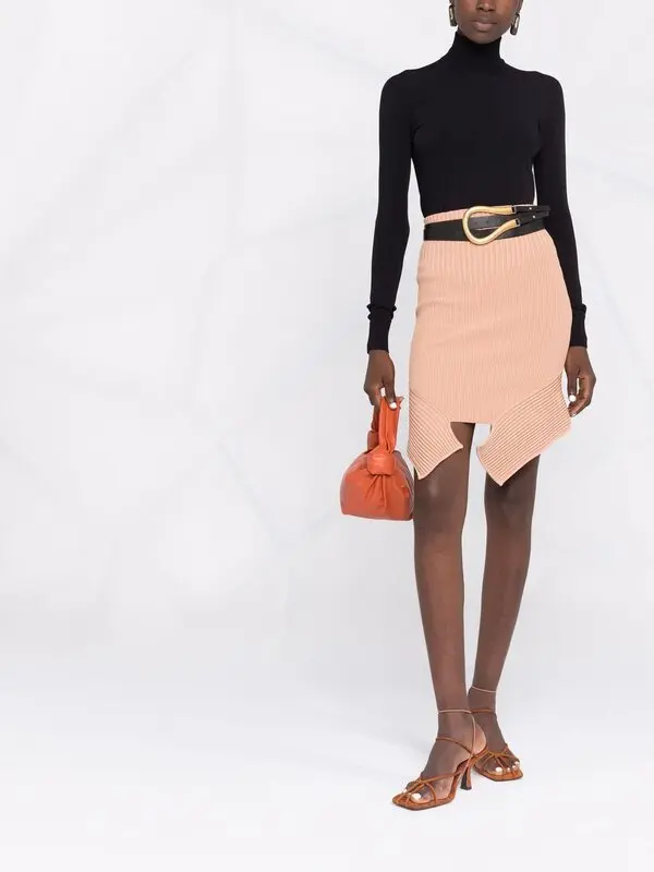 ANDREĀDAMO Ribbed-knit Asymmetric Skirt