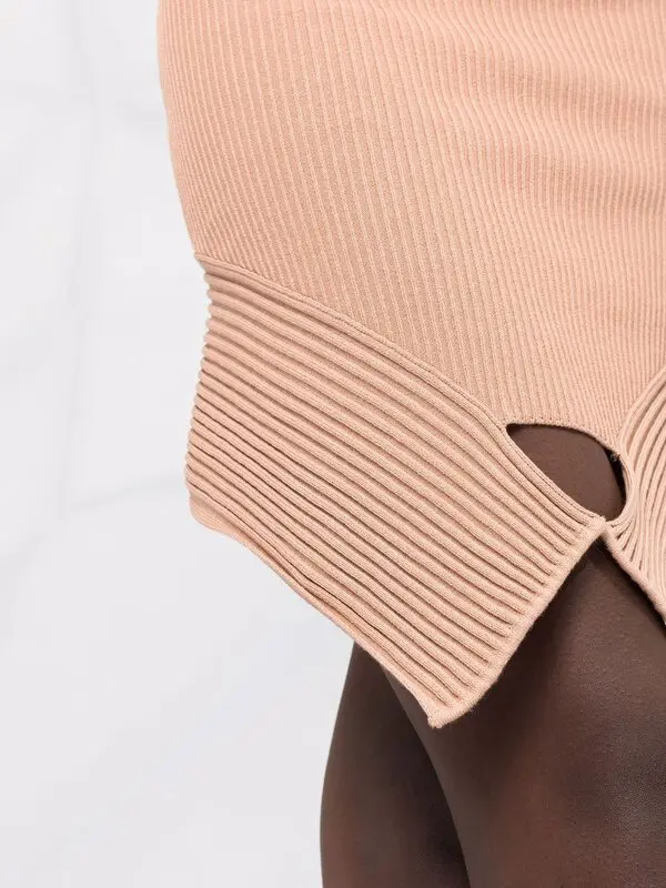 ANDREĀDAMO Ribbed-knit Asymmetric Skirt