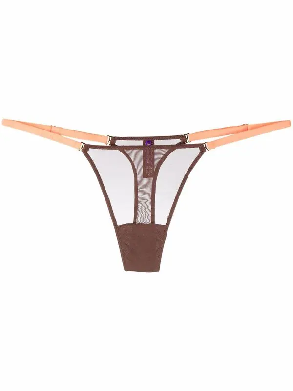 MAISON CLOSE Corps À Corps Mesh Mini Thong - Brown