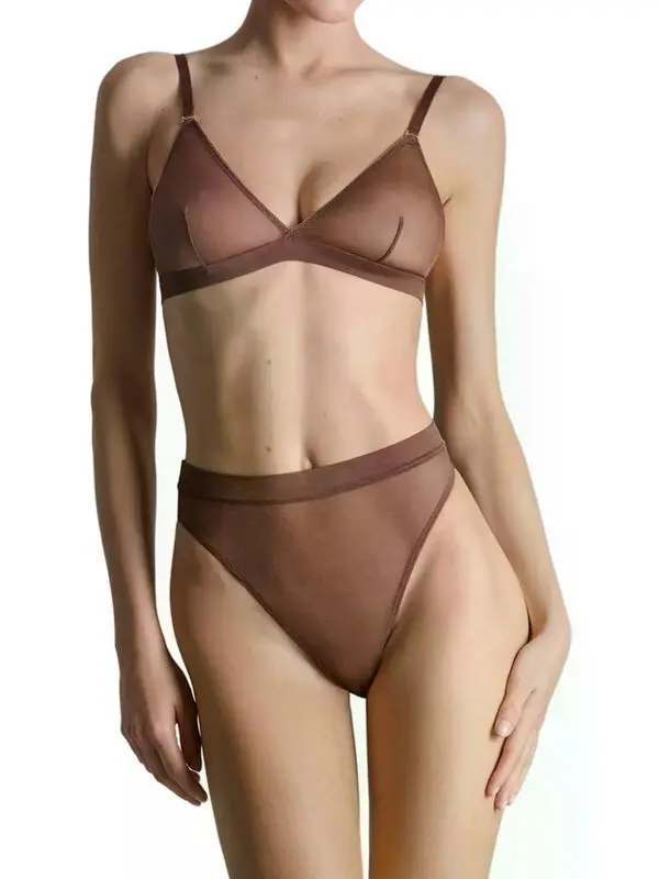 MAISON CLOSE Corps À Corps Mesh Triangle Bra - Brown