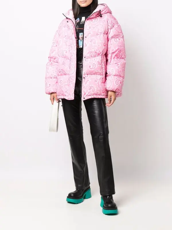 MSGM Paisley-print Hooded Down Coat