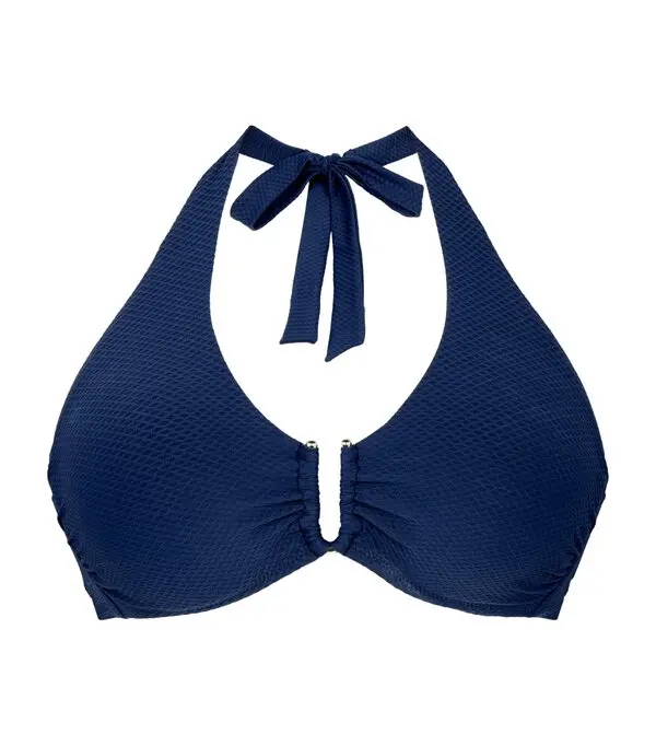 Heidi Klein Textured Halterneck Bikini Top - Navy
