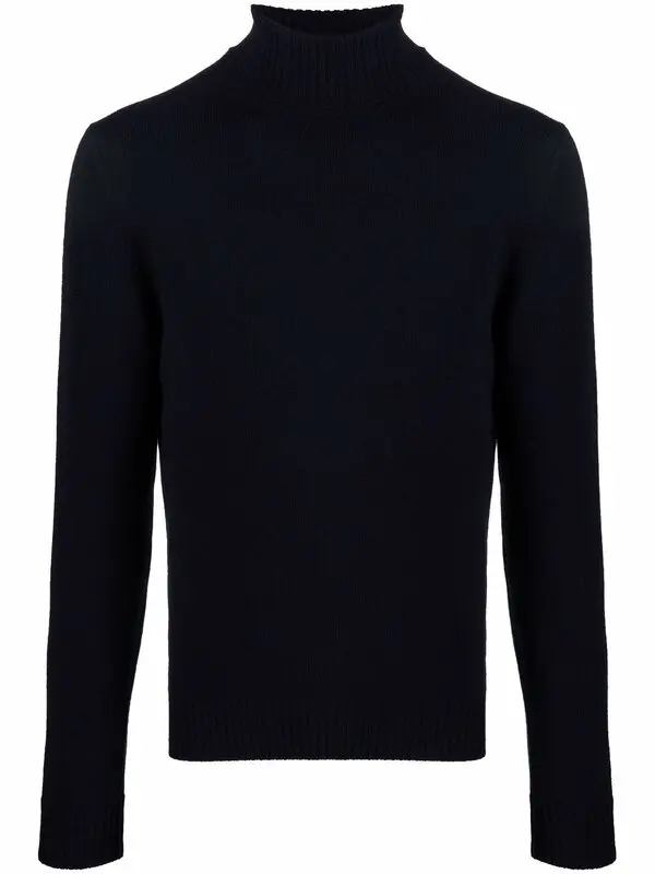 DELL'OGLIO Roll-neck Rib-trimmed Jumper - Blue