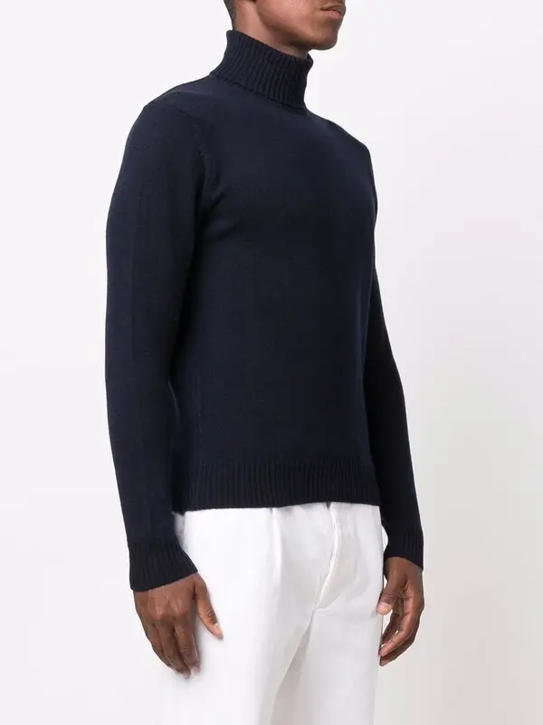 DELL'OGLIO Roll-neck Rib-trimmed Jumper - Blue
