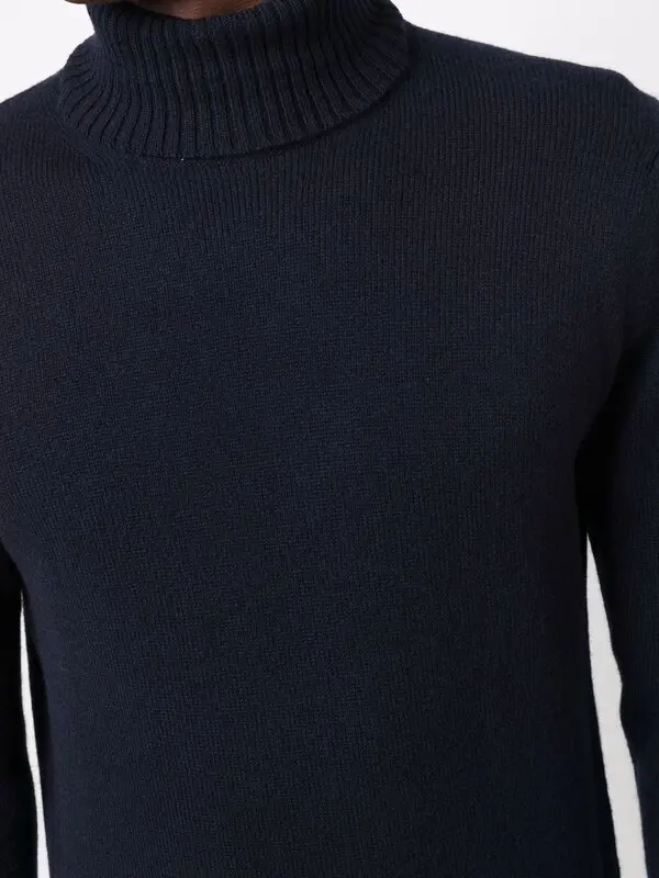 DELL'OGLIO Roll-neck Rib-trimmed Jumper - Blue
