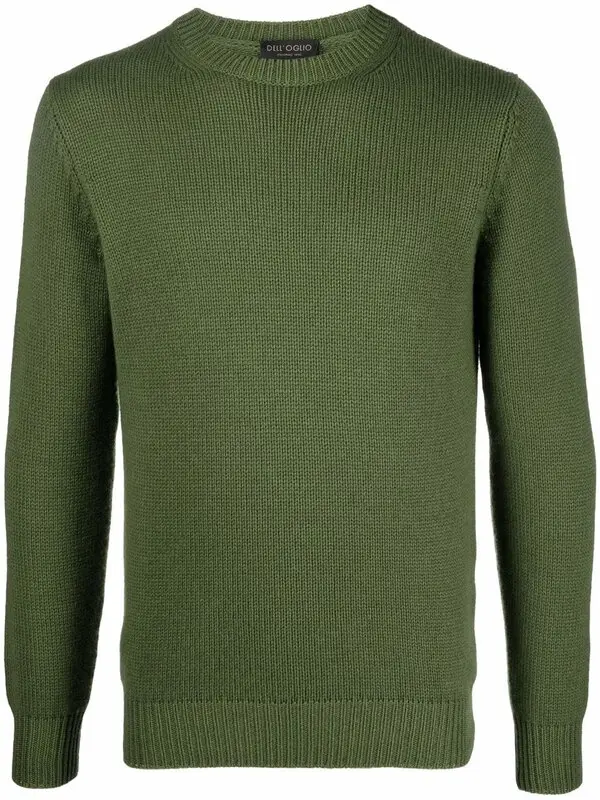 DELL'OGLIO Rib-trimmed Crew-neck Jumper - Green