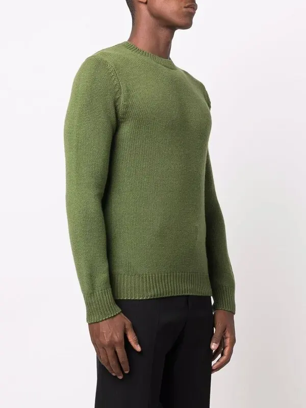 DELL'OGLIO Rib-trimmed Crew-neck Jumper - Green