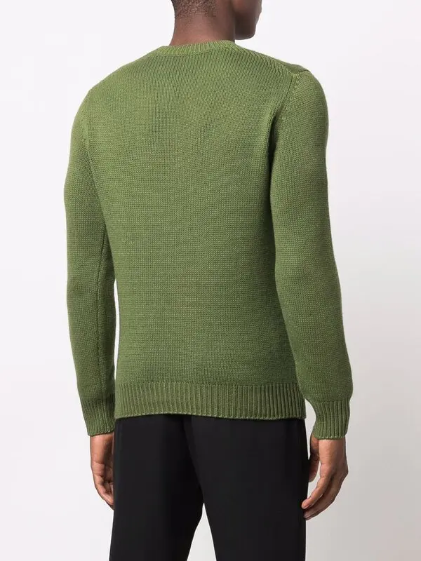 DELL'OGLIO Rib-trimmed Crew-neck Jumper - Green